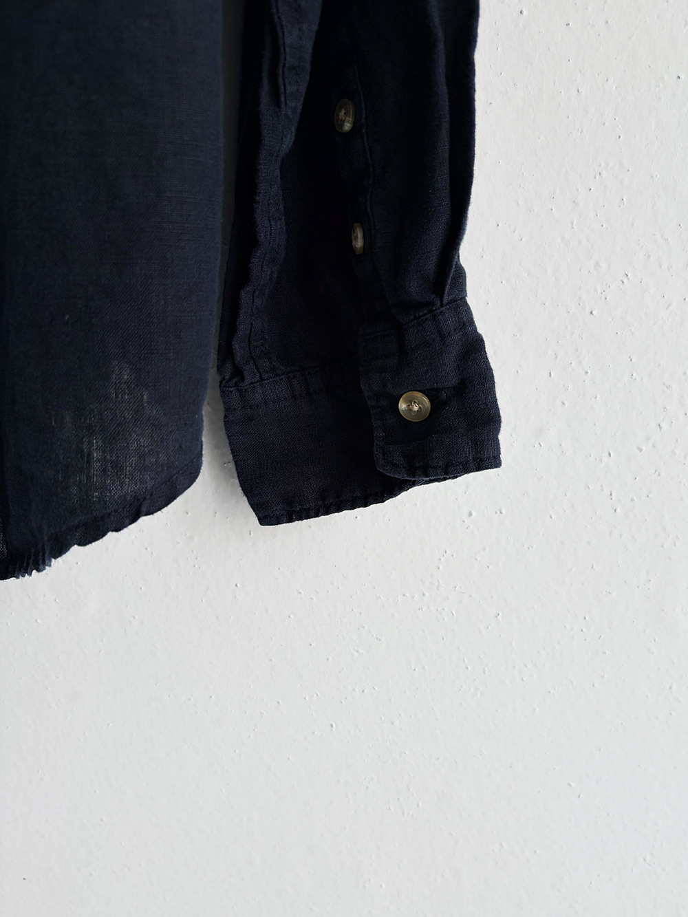 MUYA _ Linen nerd shirts no collar / Charcoal | R1